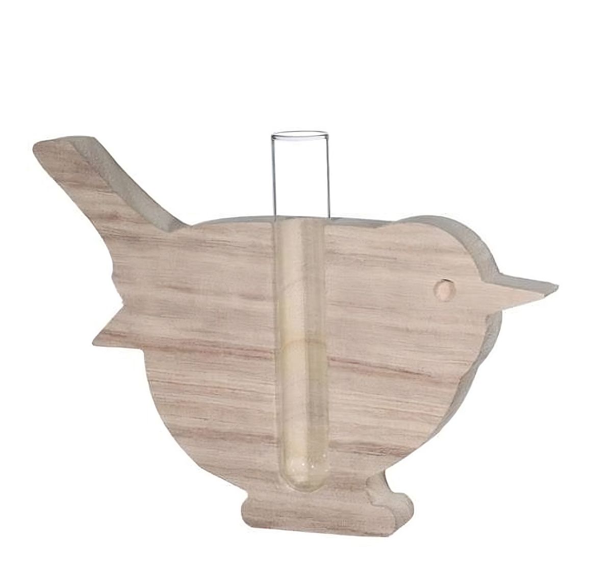 Holz-Vogel mit kleiner Glasvase 18 x 2,8 x 13,5 cm | Deko Vase ...