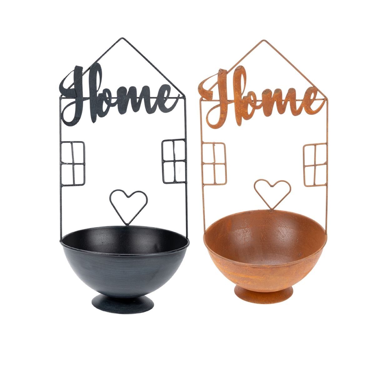 Dekoschale aus Metall "Home" in Schwarz und Rostbraun Wählbar, Ø 20 cm ...